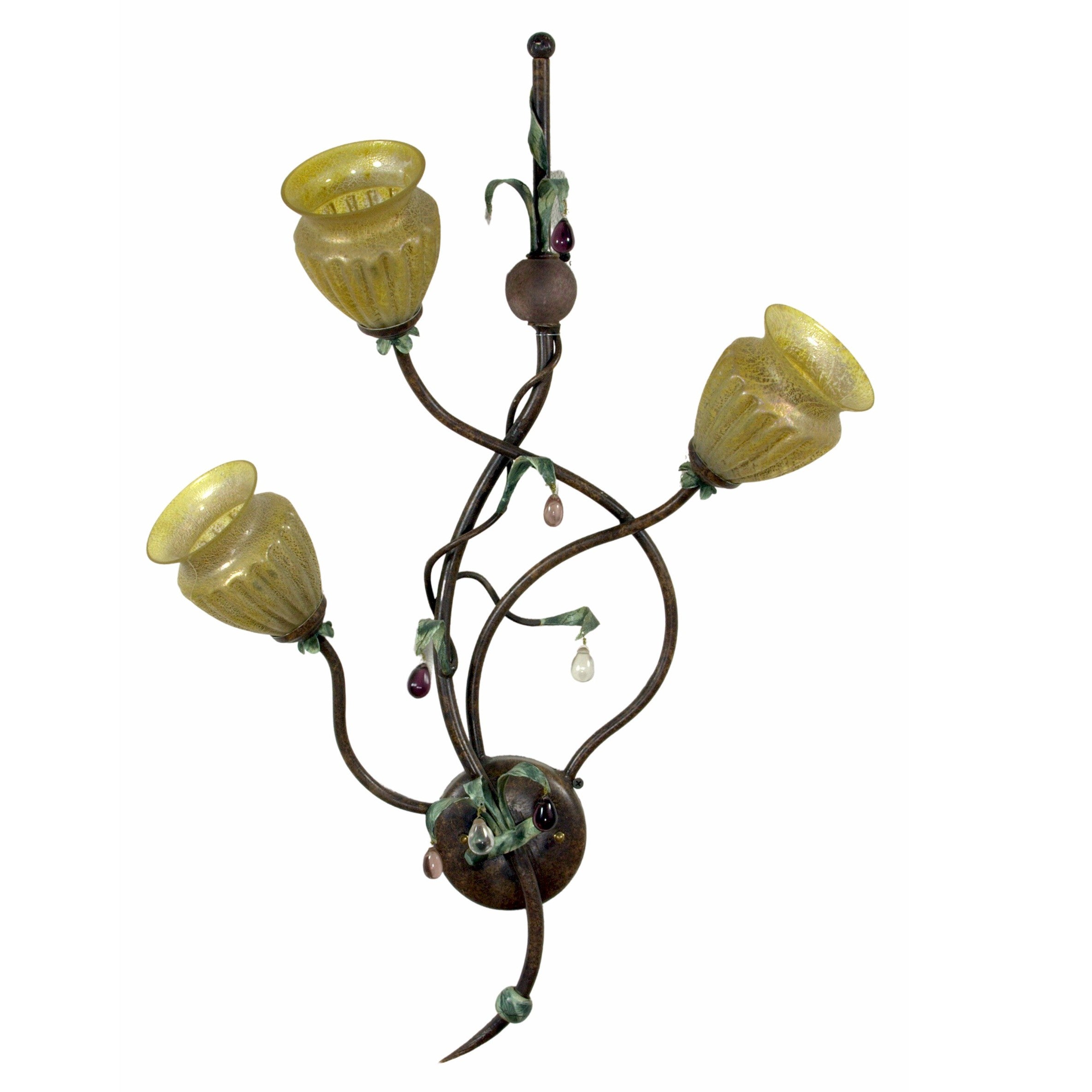ALBA LAMP: Wall Sconce Light: Murano W Iron Hand Painted Gold Leaf ...