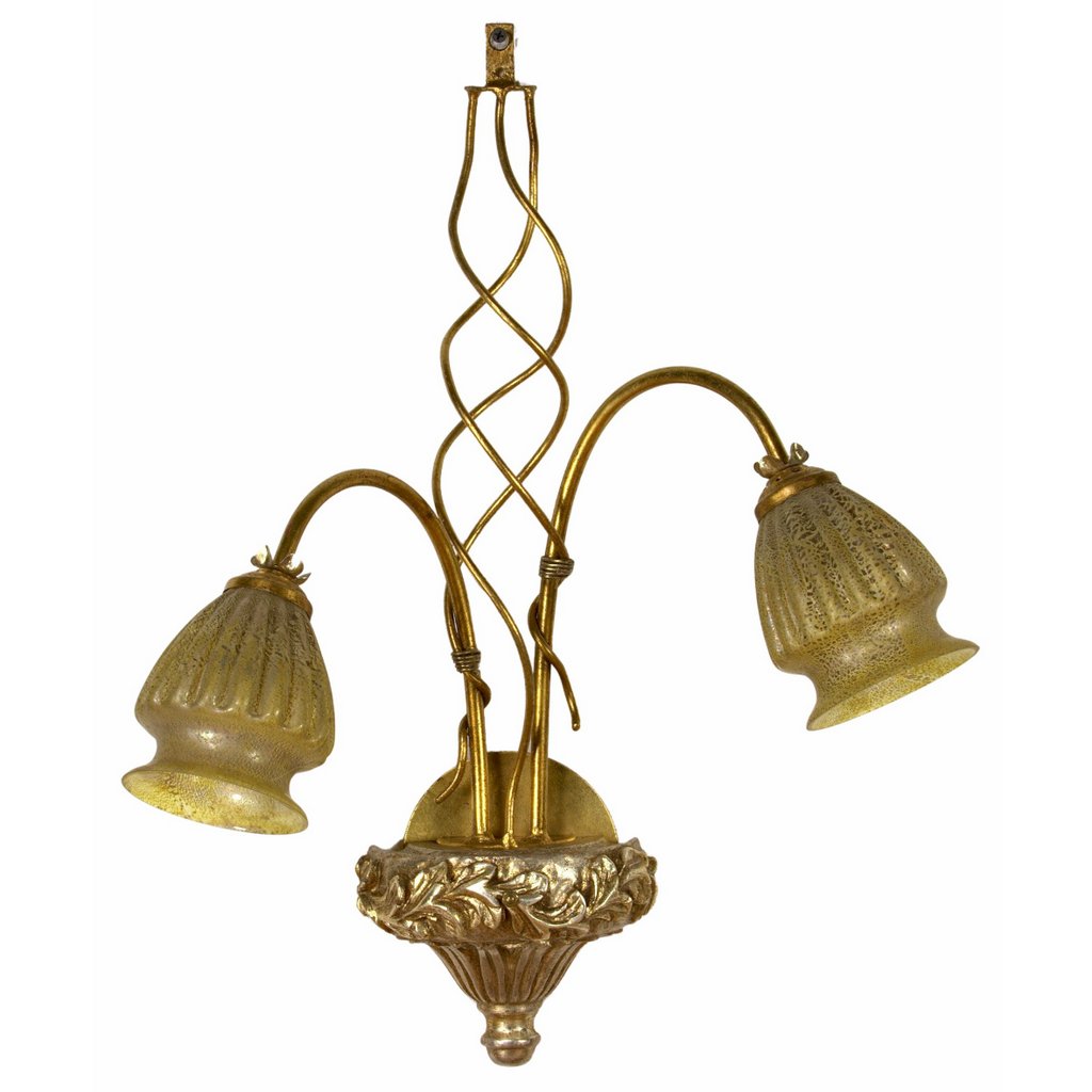 ALBA LAMP: Wall Sconce Light: Murano W Iron Hand Painted Gold Leaf ...